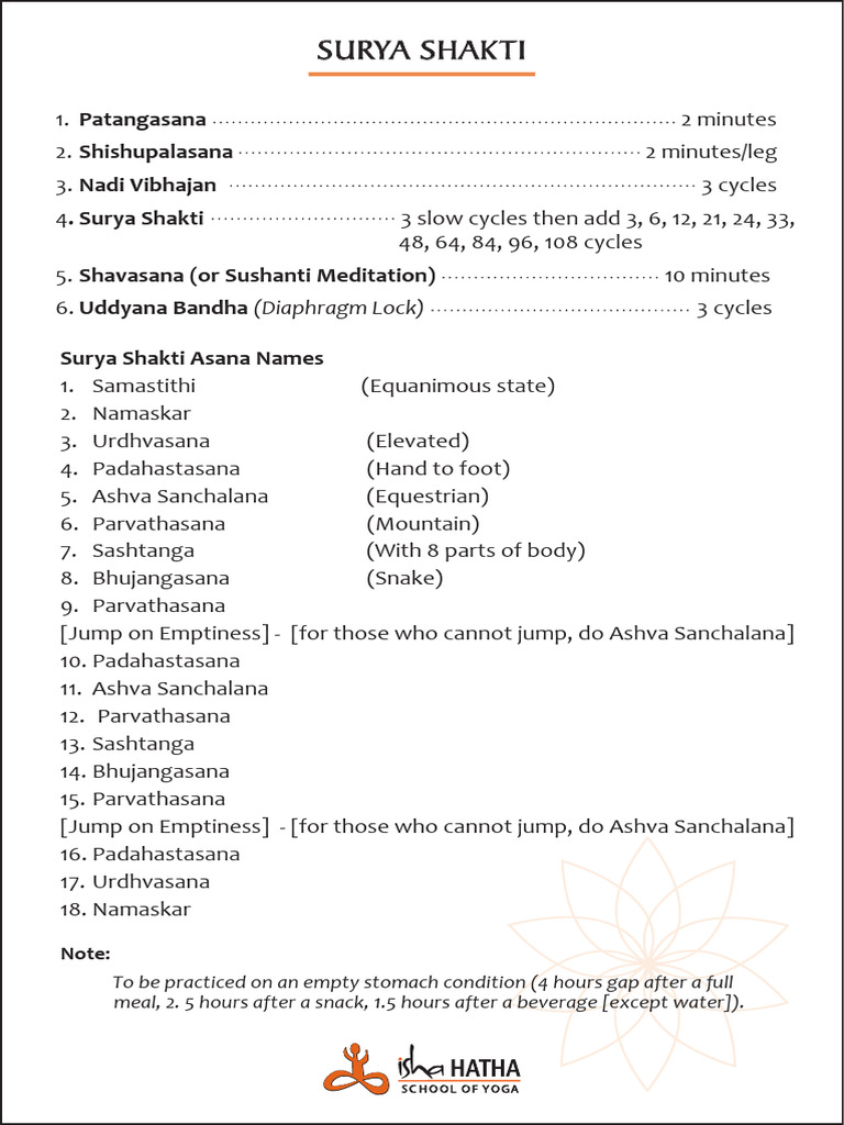 Surya Shakti Yoga Sequence Guide | PDF