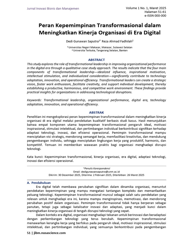 6 - Peran Kepemimpinan Transformasional Dalam Meningkatkan Kinerja ...