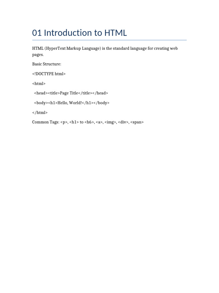 01 Introduction To HTML | PDF