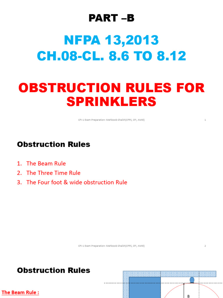NFPA 13 - Sprinkler Obstruction - Part B | PDF