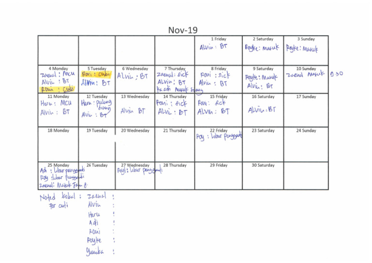 11 Attendance November 2019 | PDF
