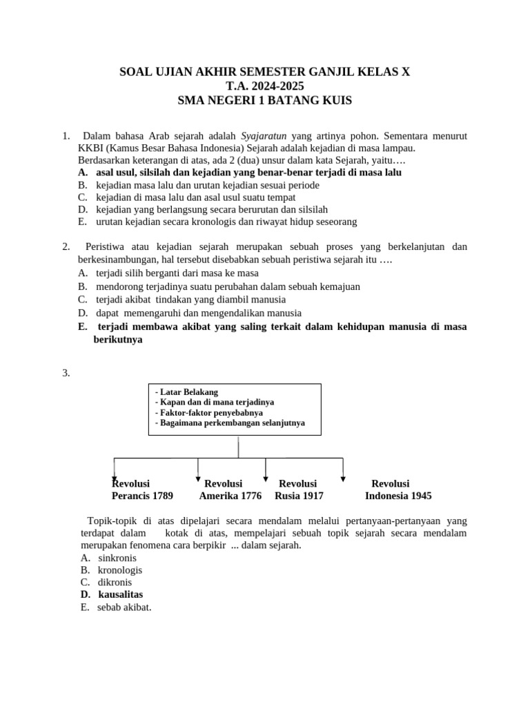 Soal Uas Ganjil Sejarah Kelas X 2024 | PDF