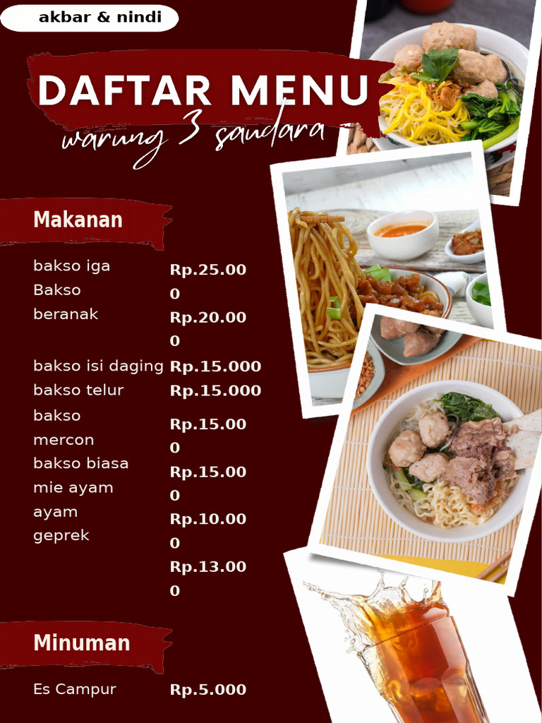 Merah Dan Putih Sederhana Menu Makanan A4 | PDF