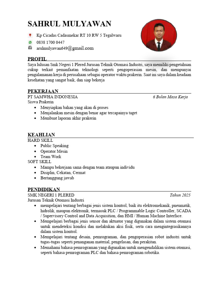 CV Sahrul M-2 | PDF