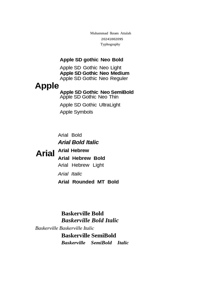 Muhammad Ikram Typography | PDF | Arial | Verdana
