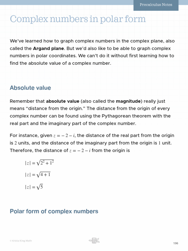 Polar Form of Complex Numbers Explained | PDF | Complex Number ...