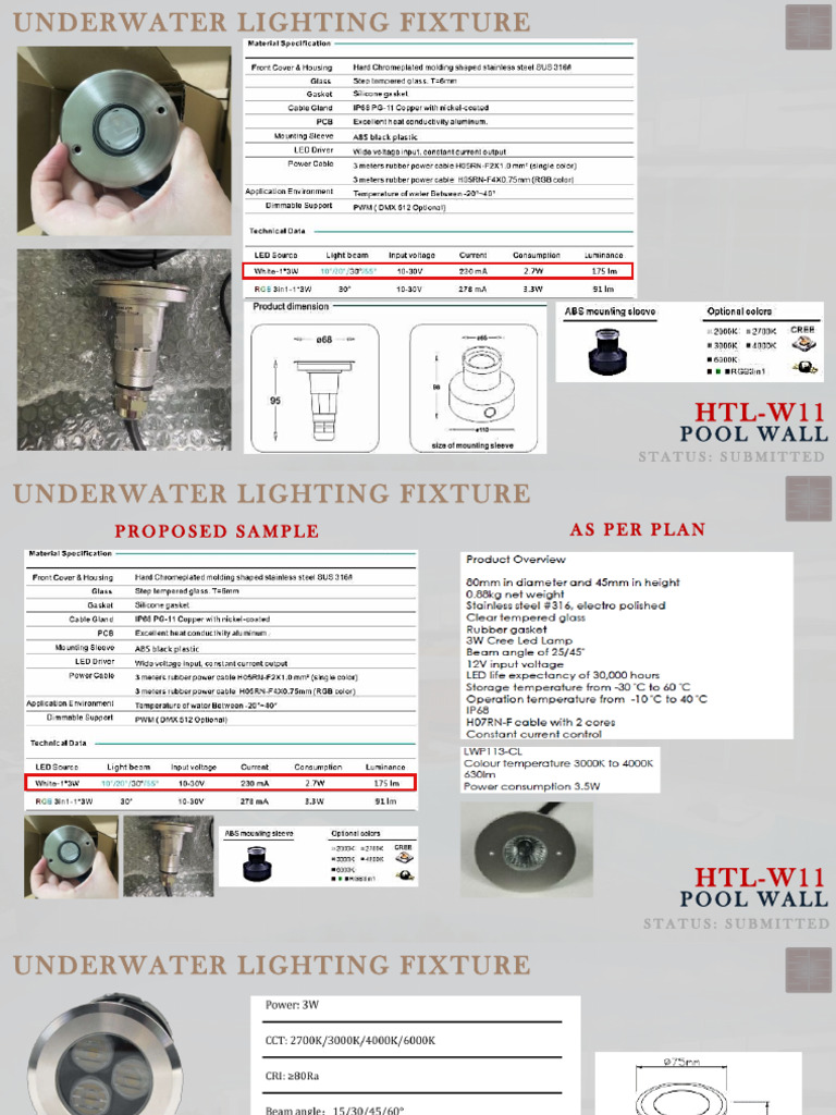 TDS - Underwater Lighting Fixture (With Comparison) | PDF