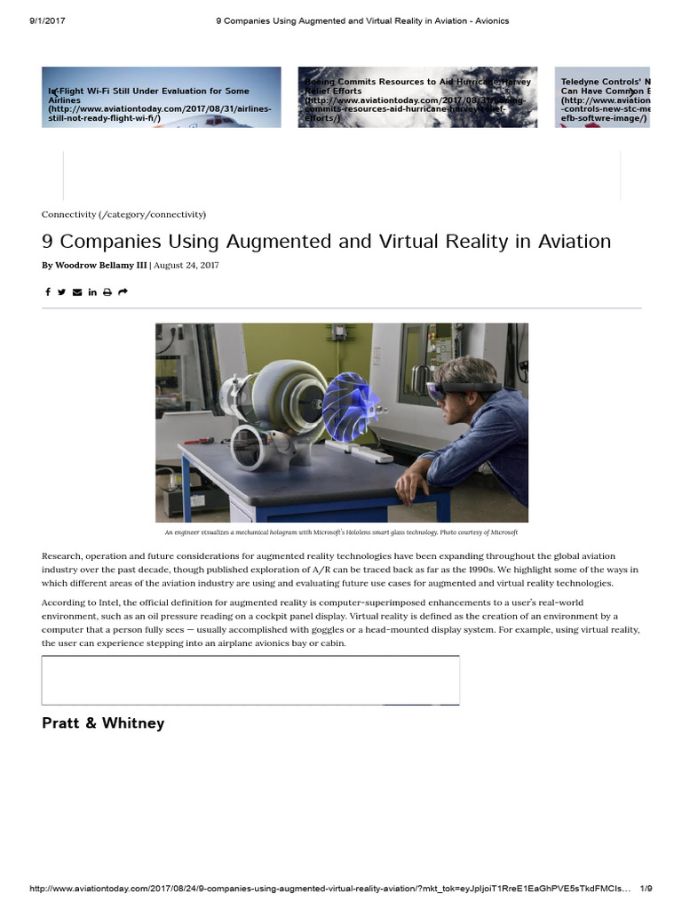 9 Companies Using Augmented and Virtual Reality in Aviation | PDF | Virtual Reality | Aviation