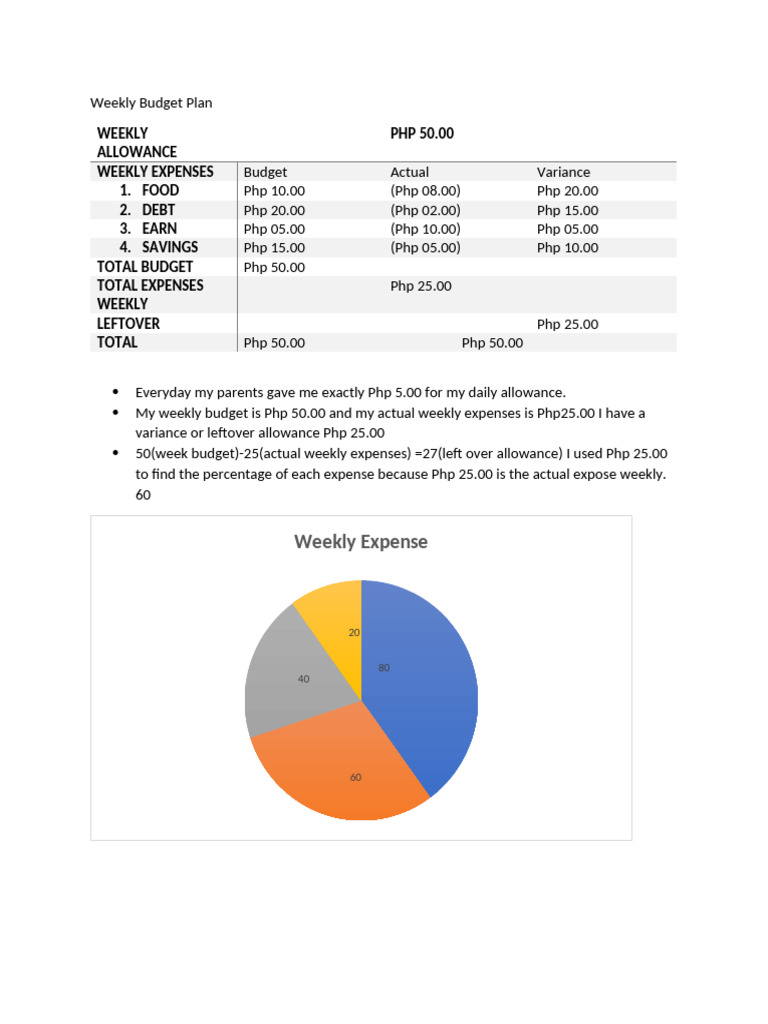 Weekly Budget Plan | PDF