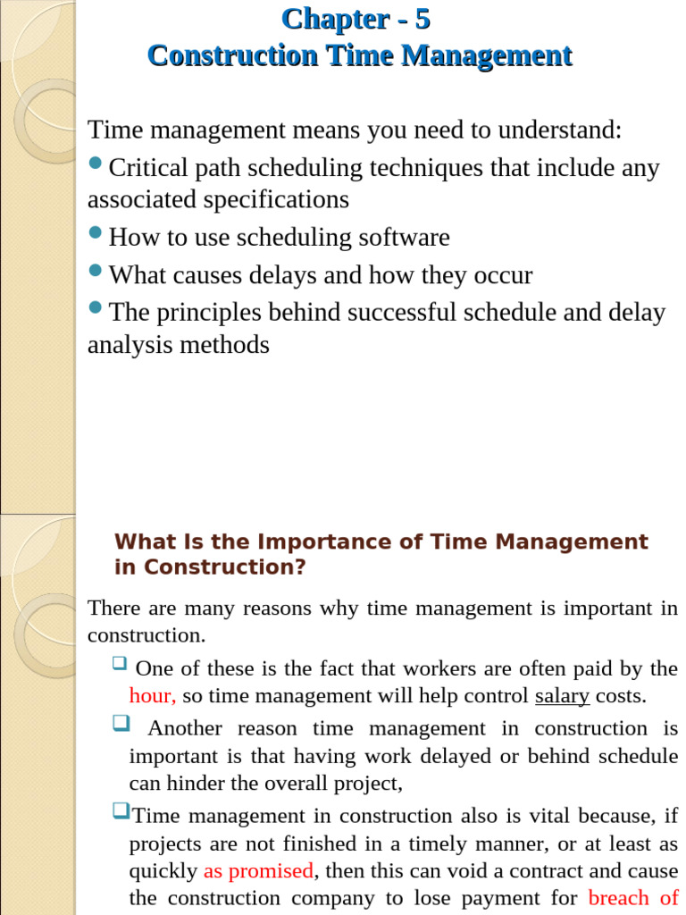 Chapter 5. Construction Time Management | PDF | Time Management | Professional Skills