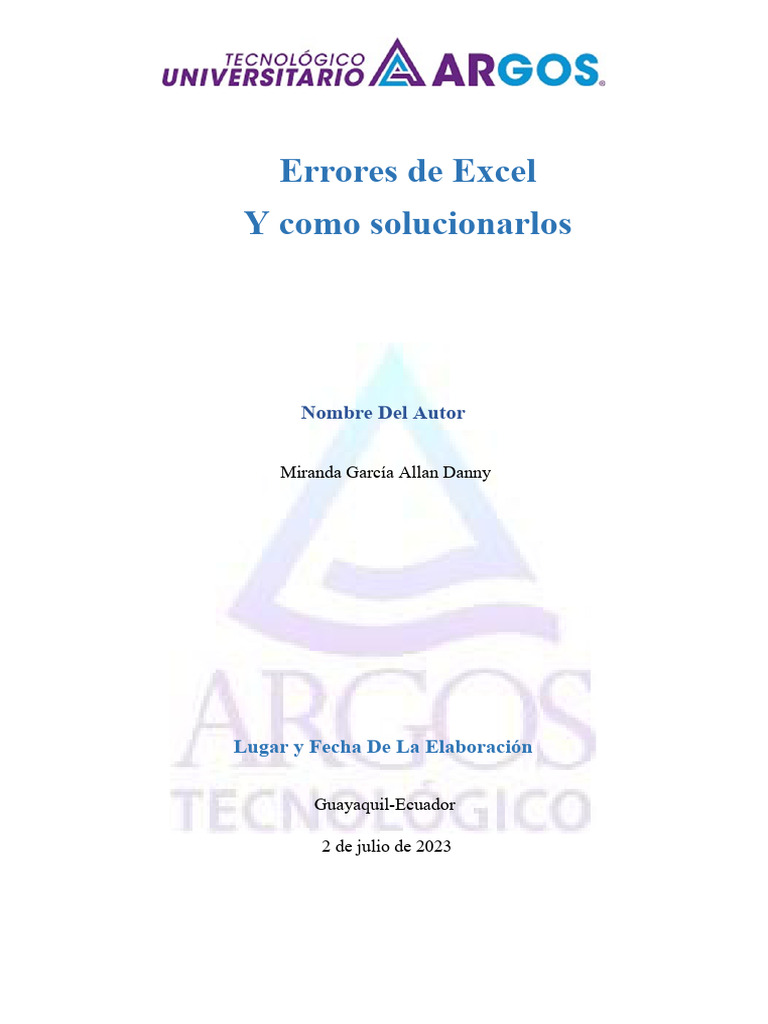 Errores de Excel Allan Miranda | PDF | Microsoft Excel | Información