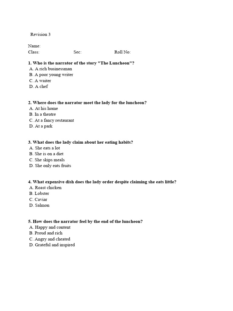 MCQs From The Luncheon | PDF