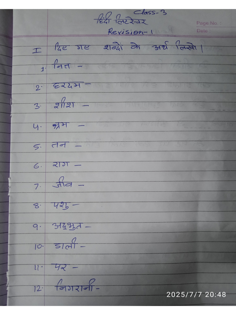 Class III Hindi Literature Revision | PDF