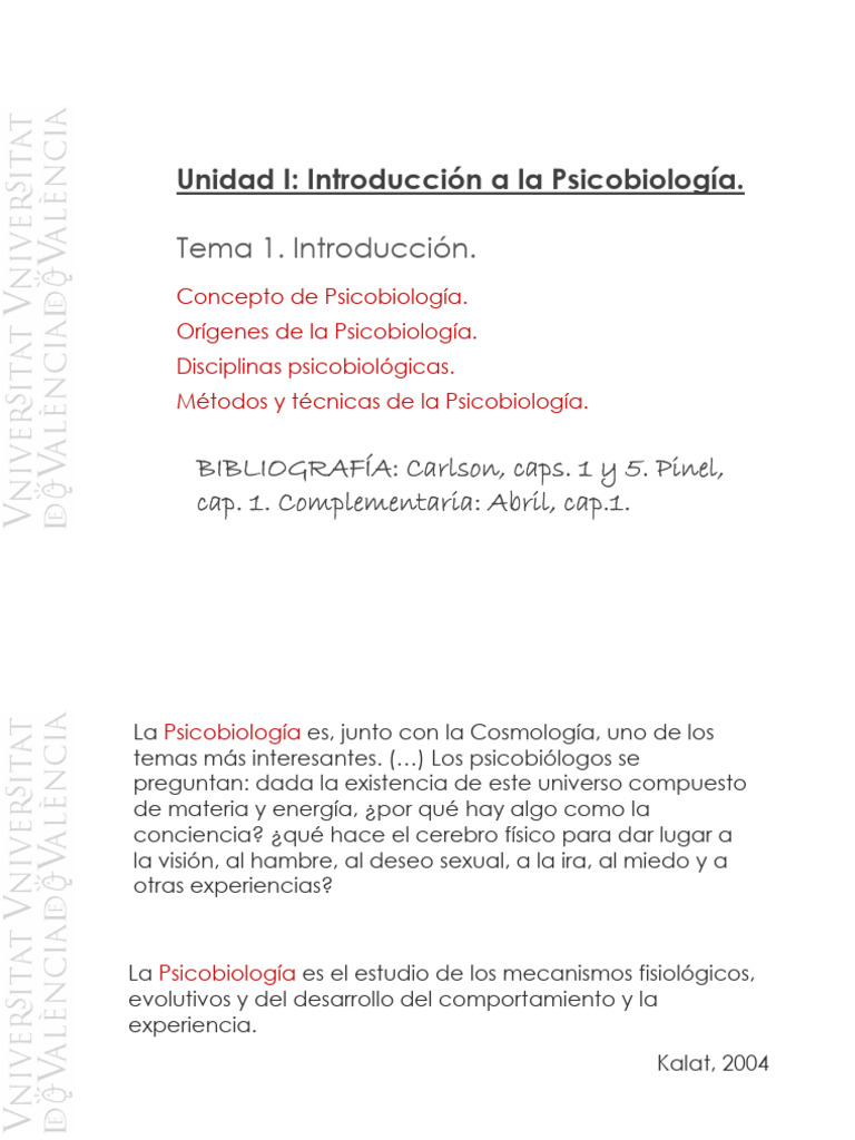 Tema 1 D | PDF | Neurociencia conductual | Sicología