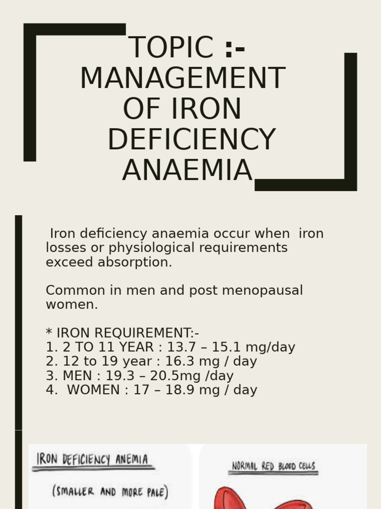 Management of Iron Deficiency Anaemia | PDF
