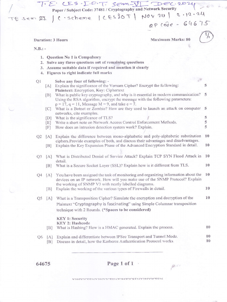 Te Cse Iot Sem Vi Dec-2024 | PDF