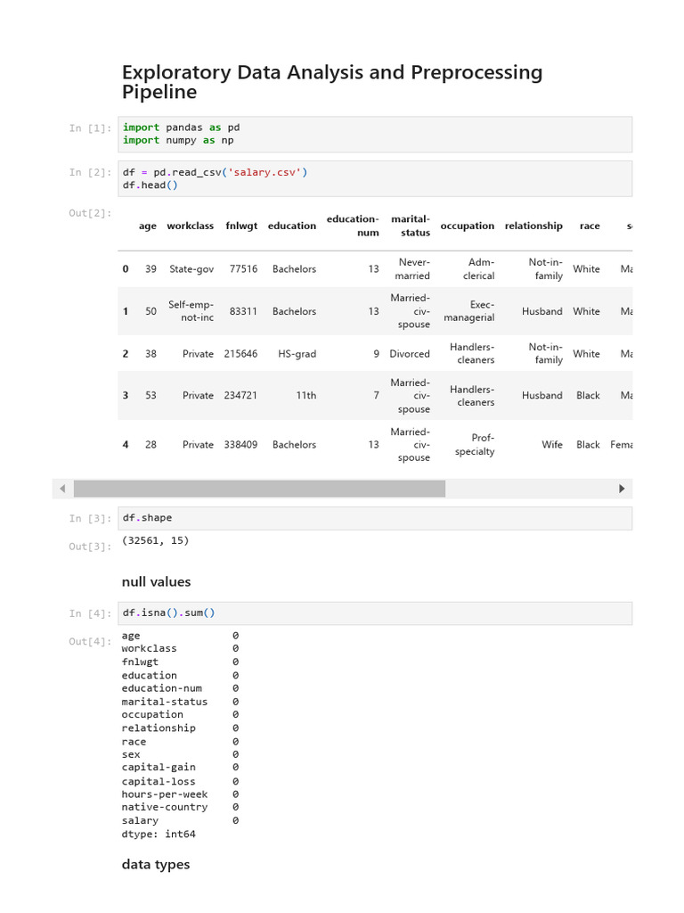 Exploratory Data Analysis and Preprocessing Pipeline | PDF