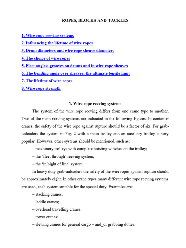 Wire Rope Reeving Systems & Lifespan | PDF | Crane (Machine) | Rope