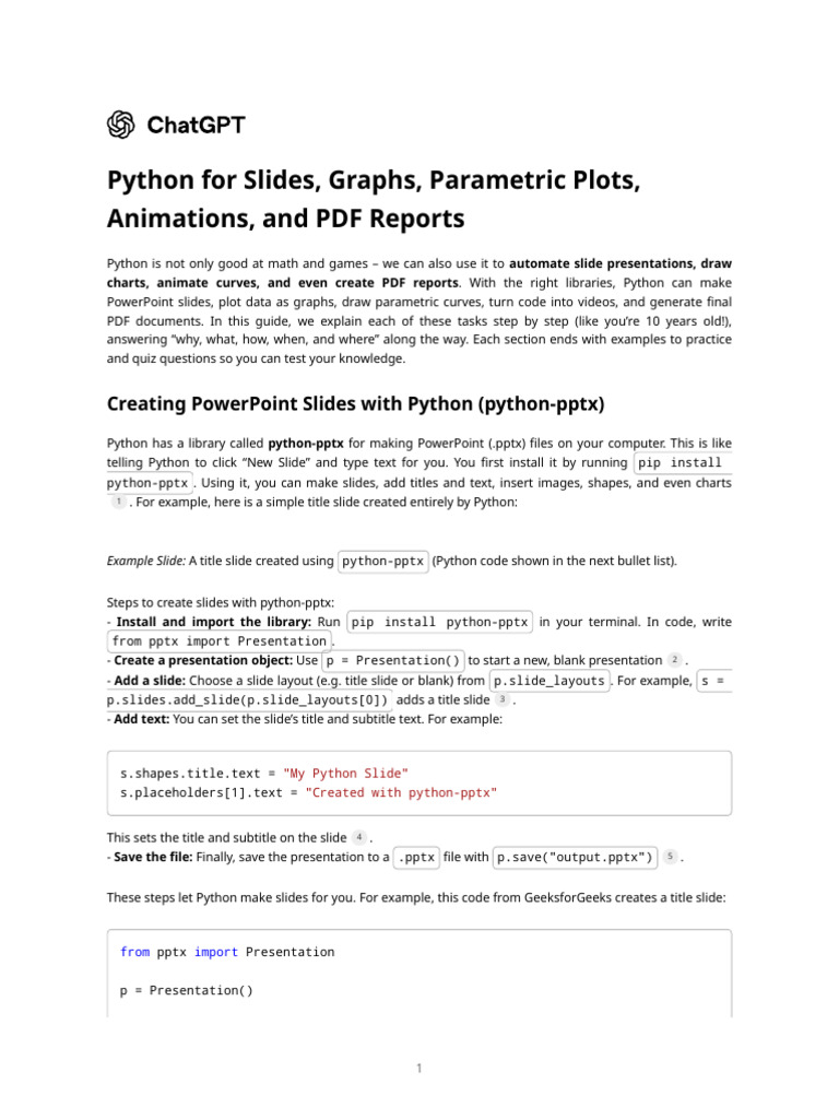 Python For Slides, Graphs, Parametric Plots, Animations, and PDF ...