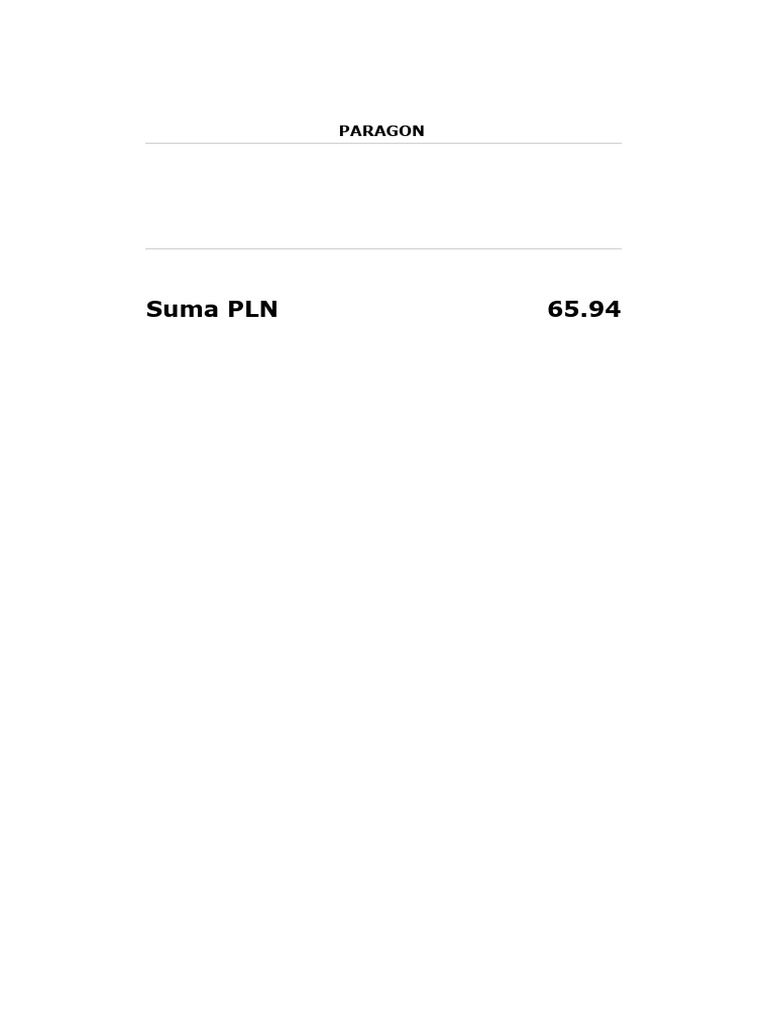 Suma PLN 65.94: Paragon | PDF