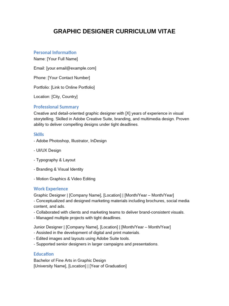 Graphic Designer CV Template | PDF