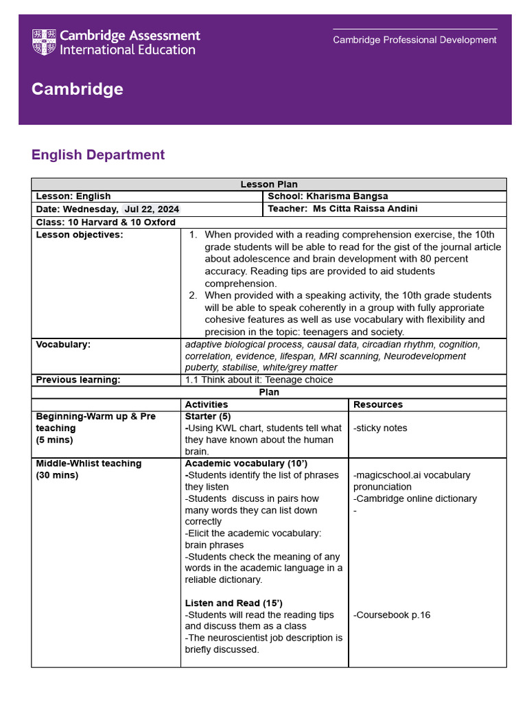 2nd Week English Lesson Plan (1.2 R&S) (G.10) | PDF | Vocabulary ...