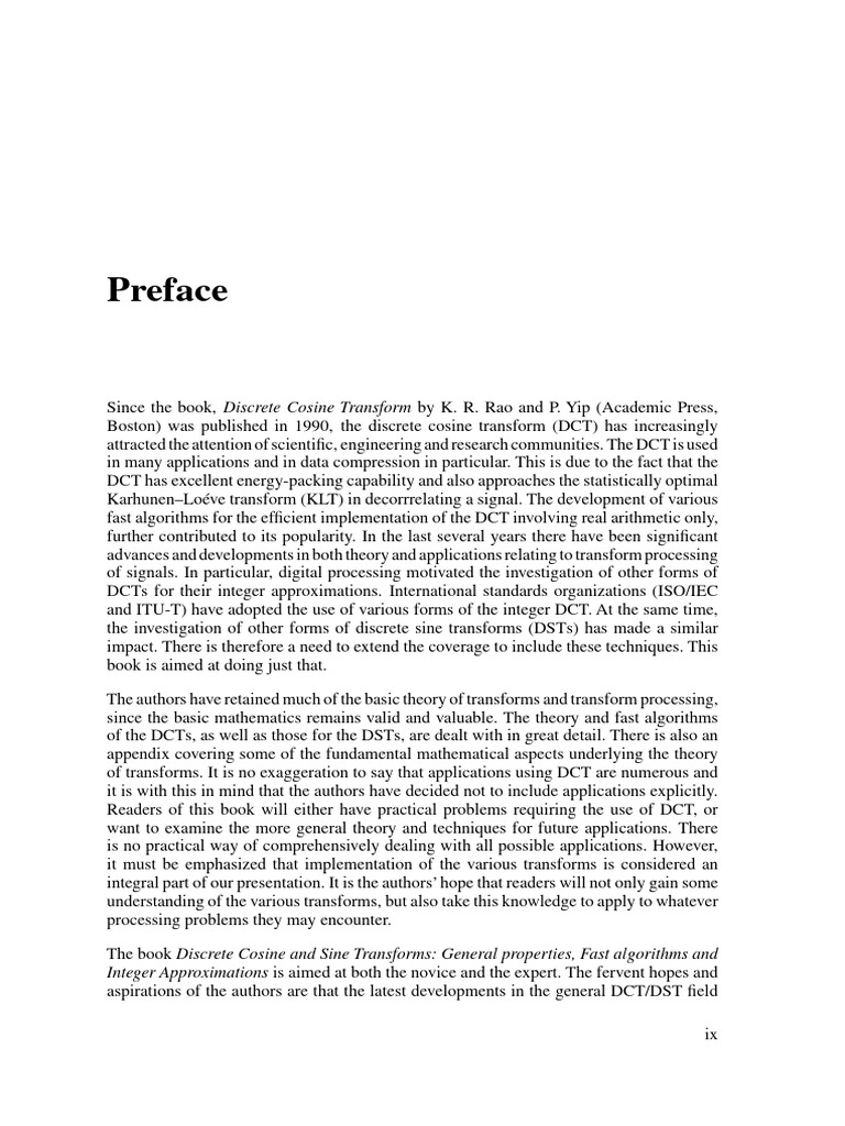 Preface 2007 Discrete Cosine and Sine Transforms | PDF | Algorithms | Applied Mathematics