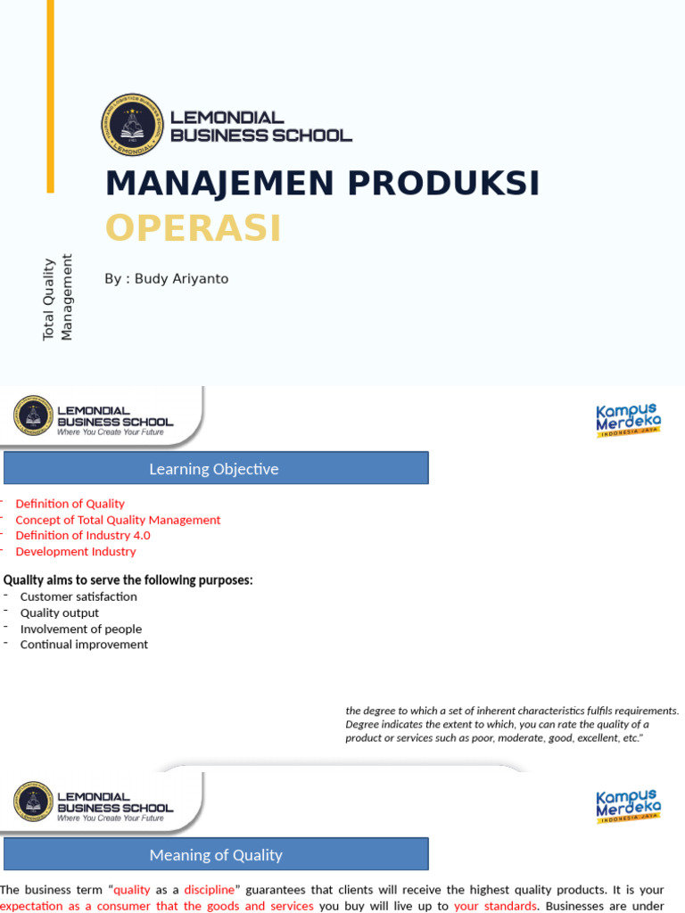 Materi 09 (Total Quality Management) | PDF | Quality Management | Quality Assurance