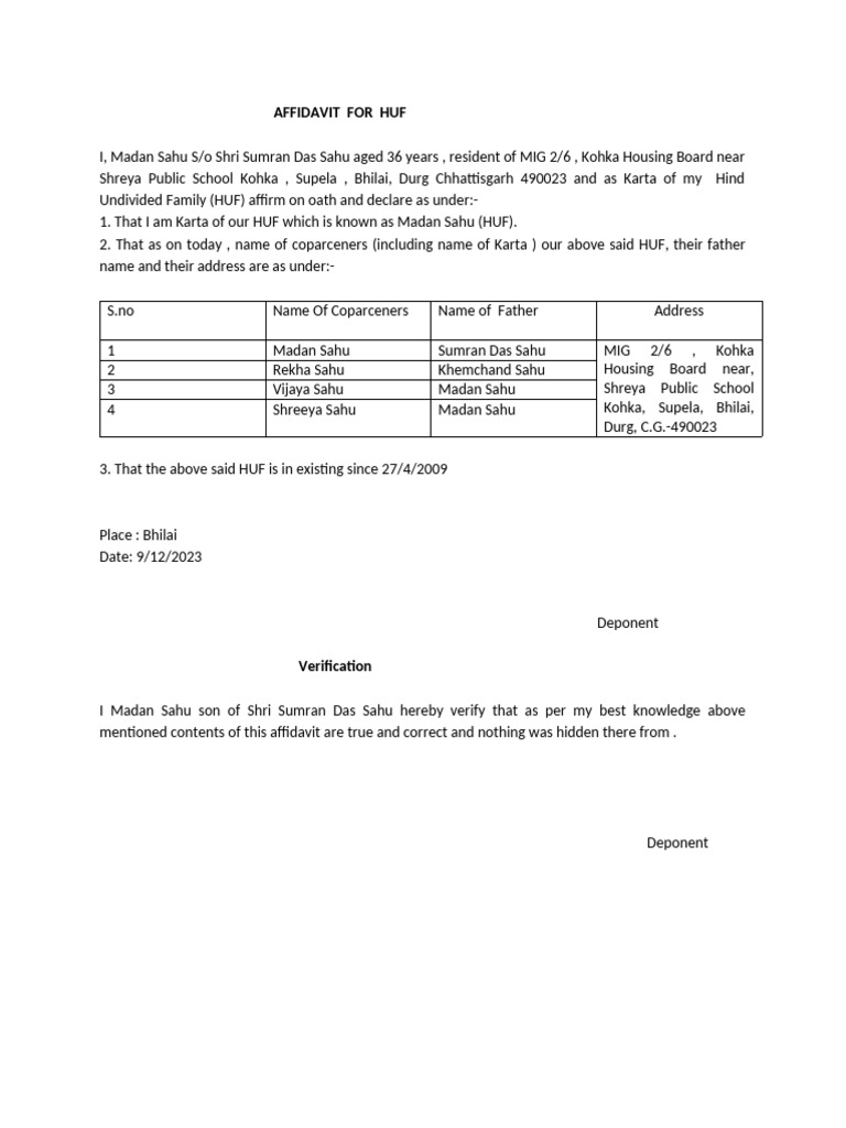 Affidavit For Huf | PDF