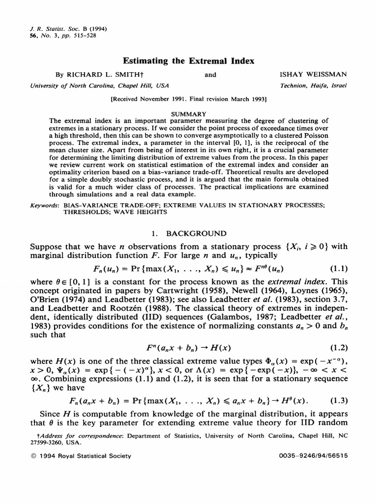 Extremal Index Estimation | PDF | Mean Squared Error | Estimator