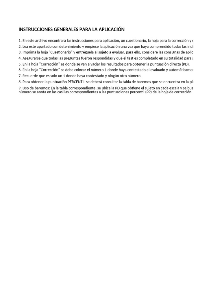 Instrucciones para EPQ-J | PDF
