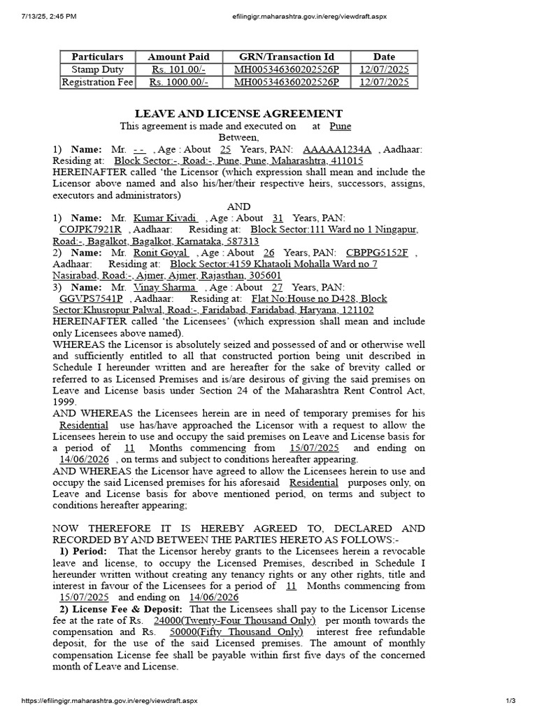 Saloni Goyal Age in License Agreement | PDF | License | Lease