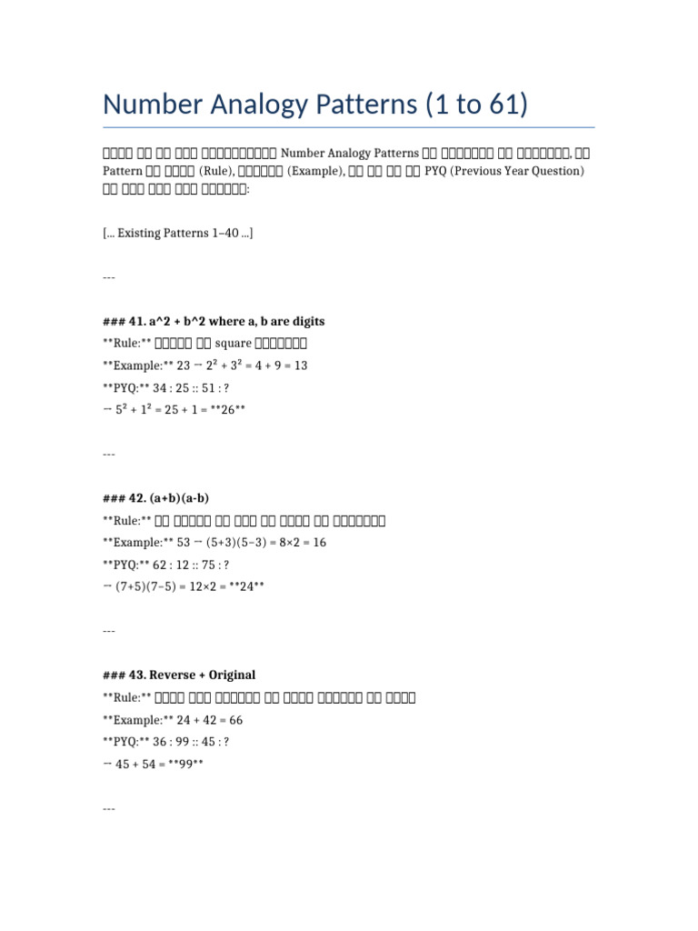 Number Analogy 1 To 61 | PDF