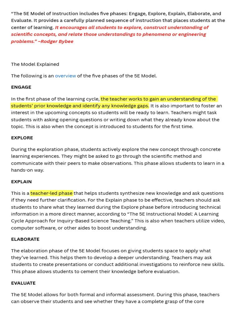 Wonderful Wednesday Class - Flow - 5E - Model | PDF | Learning | Knowledge