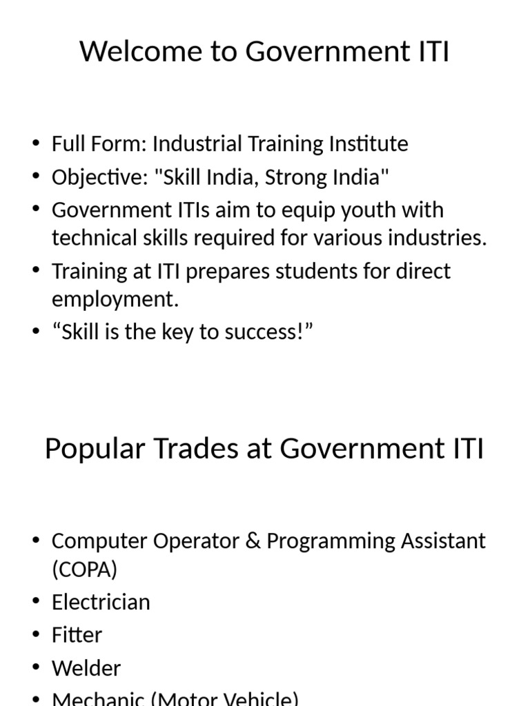 Government ITI: Skills for Success | PDF