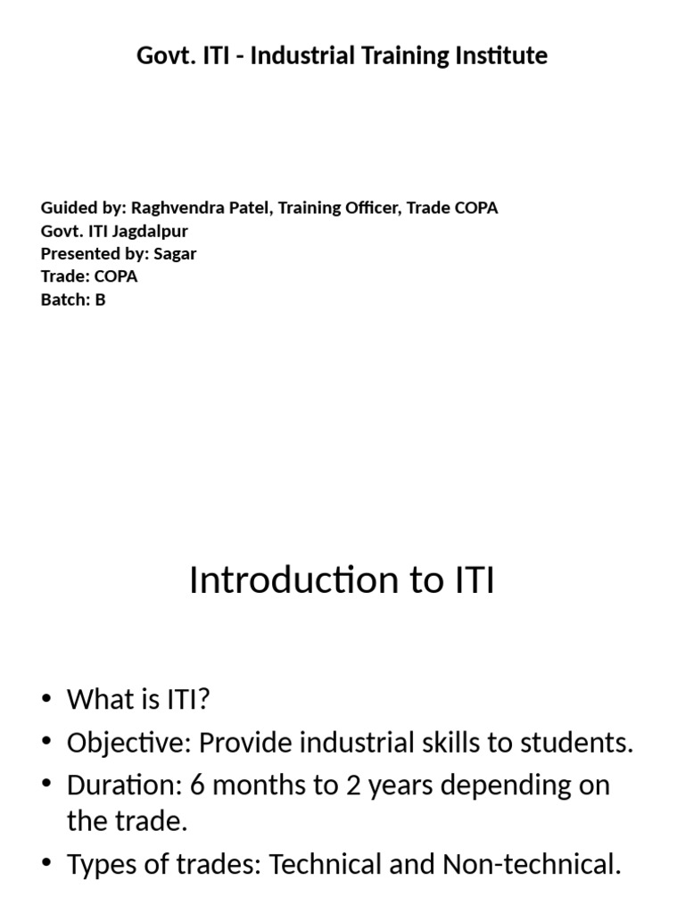 ITI COPA Presentation by Sagar | PDF