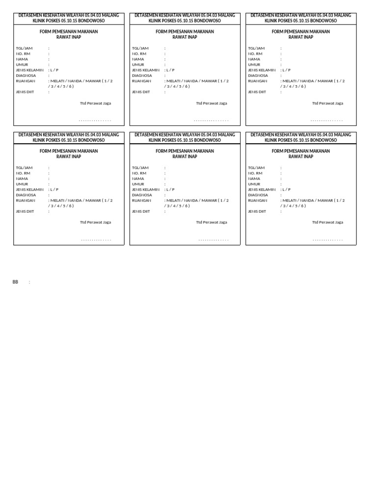 Form Pemesanan Makanan 2 | PDF