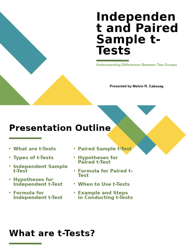 Independent and Paired Sample T-Tests | PDF | Student's T Test | P Value