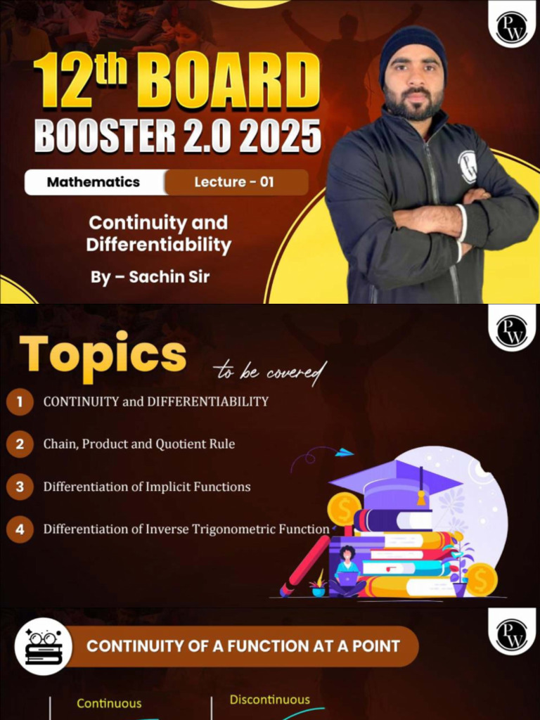 Continuity and Differentiability 01 - Class Notes - 12th Board Booster ...