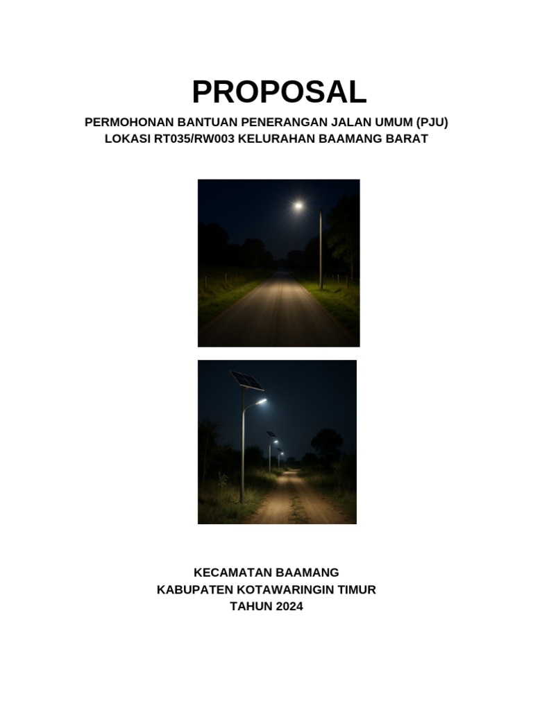 Proposal Permohonan PJU Baamang Barat | PDF