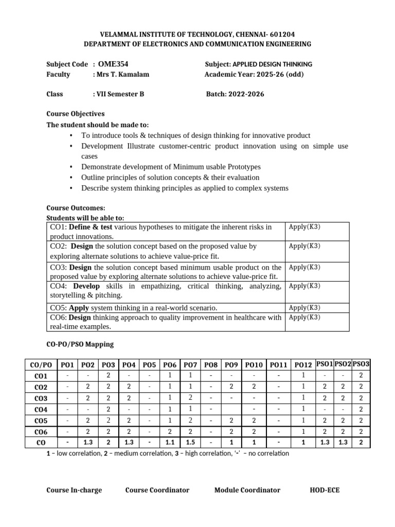 OME3540- ADT copo mapping | PDF | Design Thinking | Cognition