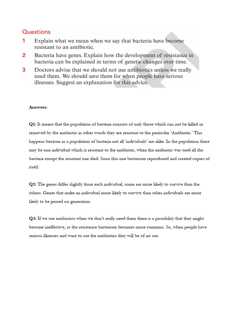 Antibiotic Natural Selection Answers | PDF