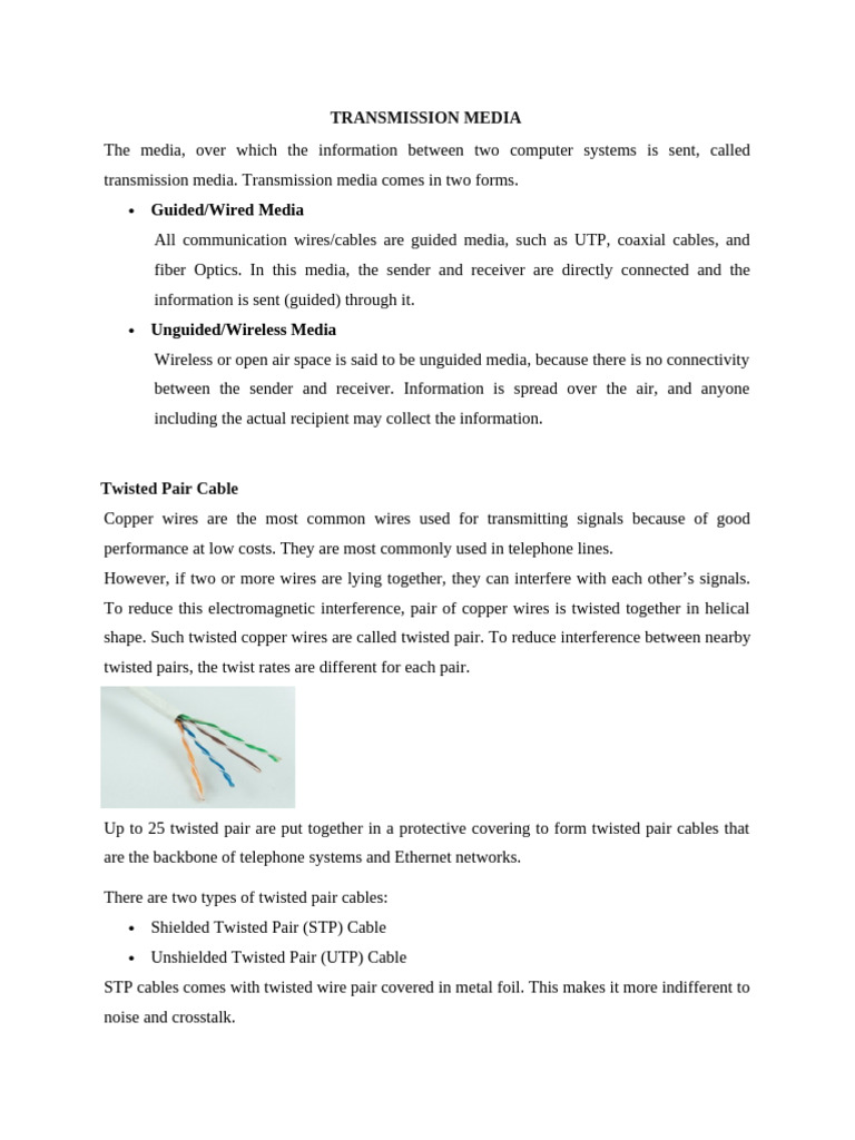 Types of Transmission Media Explained | PDF | Transmission Medium | Radio