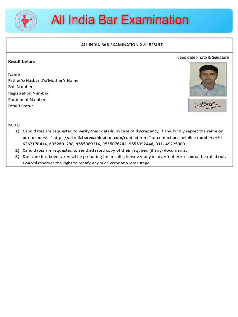 Result Details: Candidate Photo & Signature | PDF