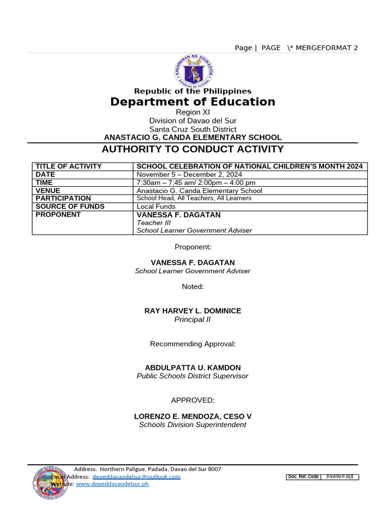 National Children's Month Training Design 2025 | PDF | Teachers | Learning