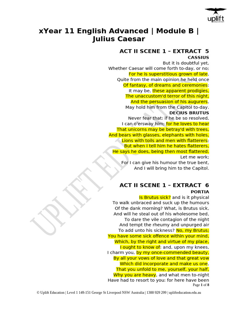 Julius Caesar: Act II Analysis | PDF | Tyrant | Julius Caesar