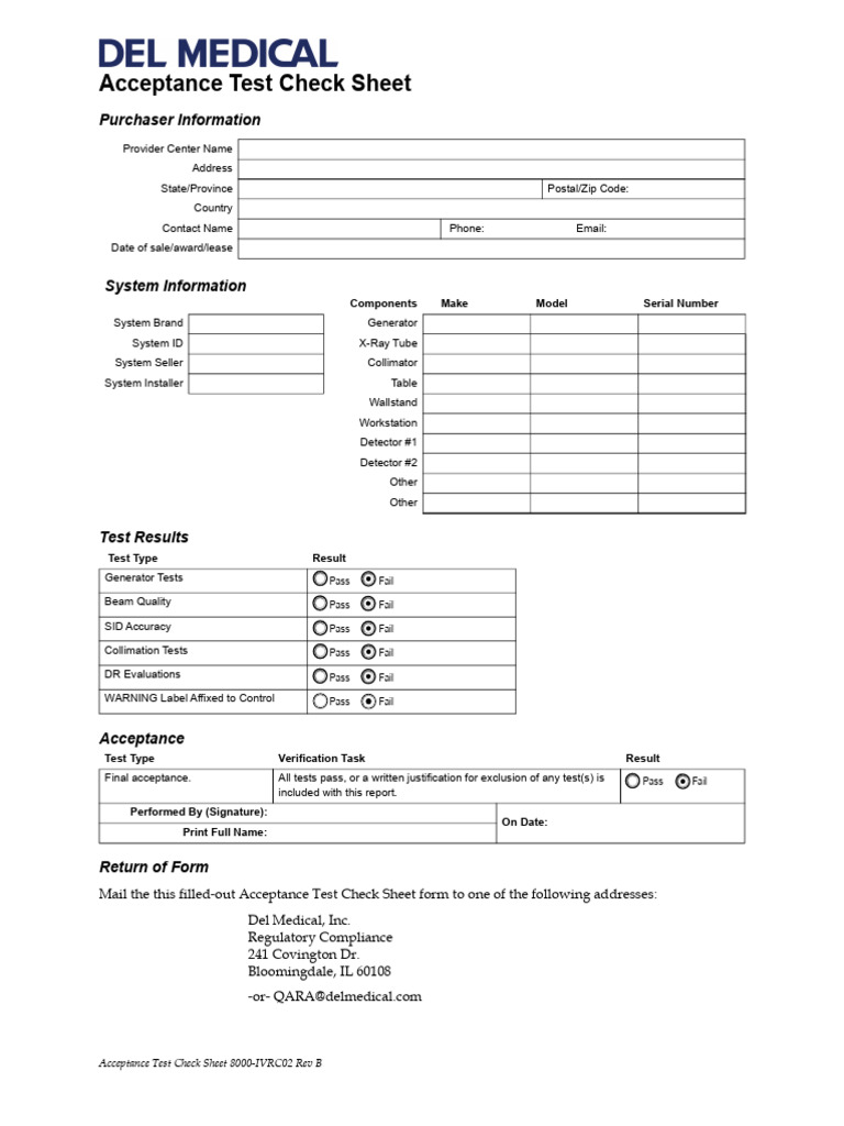 Acceptance Test Check Sheet Guide | PDF