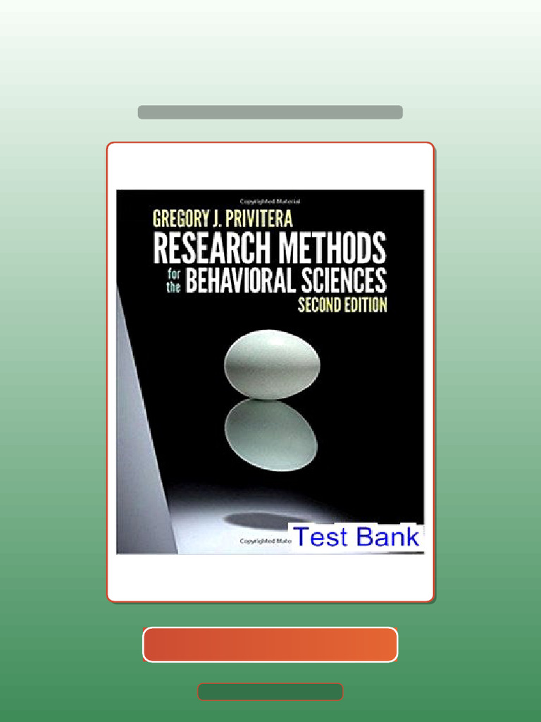 Research Methods For The Behavioral Sciences 2nd Edition Privitera ...