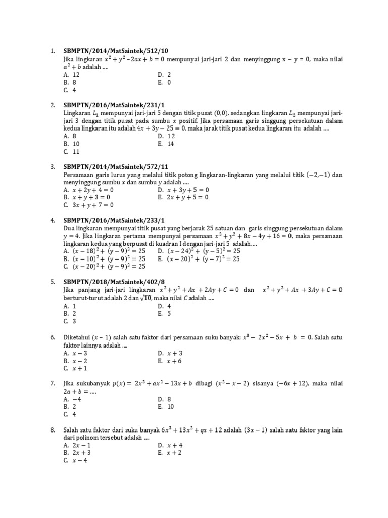 Latihan Polinomial Teorema Sisa | PDF