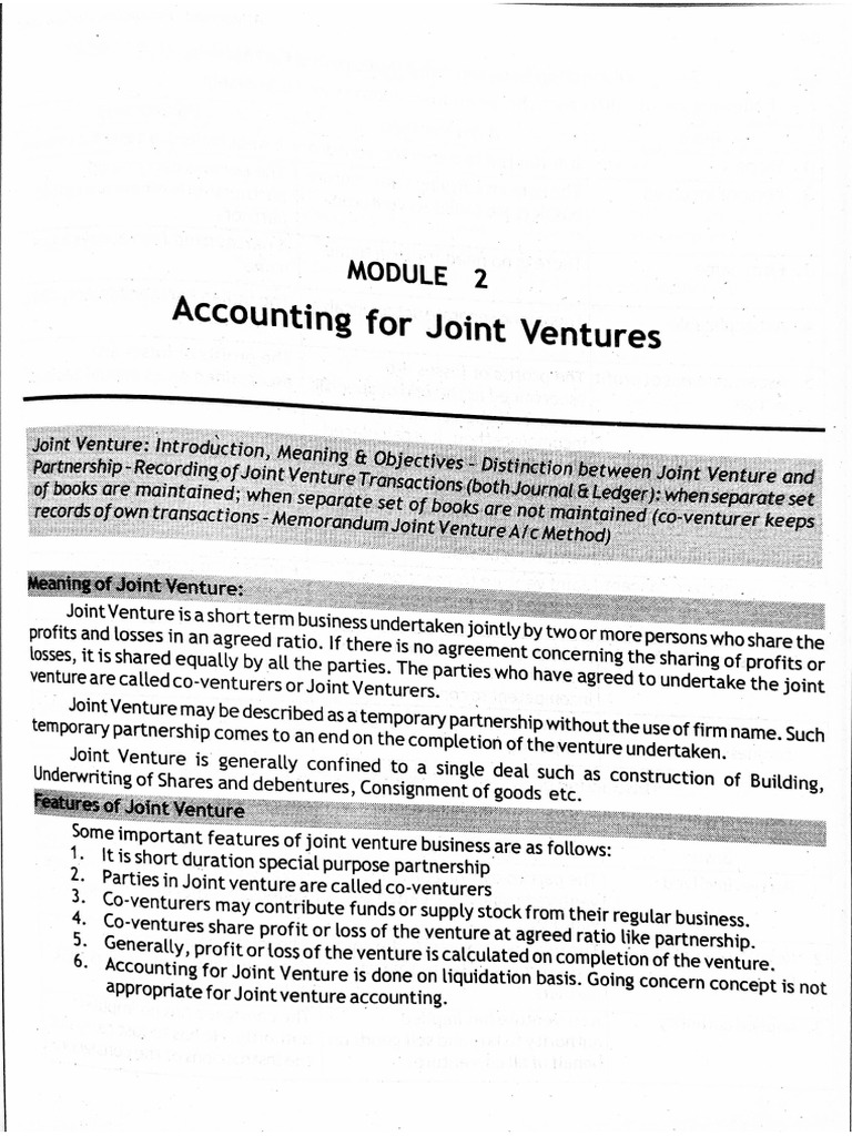 Accounting For Joint Ventures | PDF